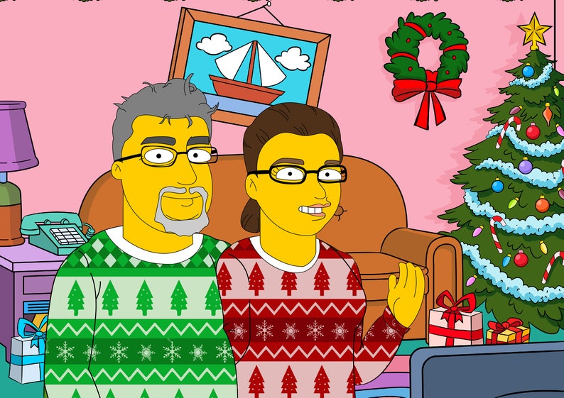 Custom Simpsons Portrait Simpson Art Gift for Couples Family - Etsy