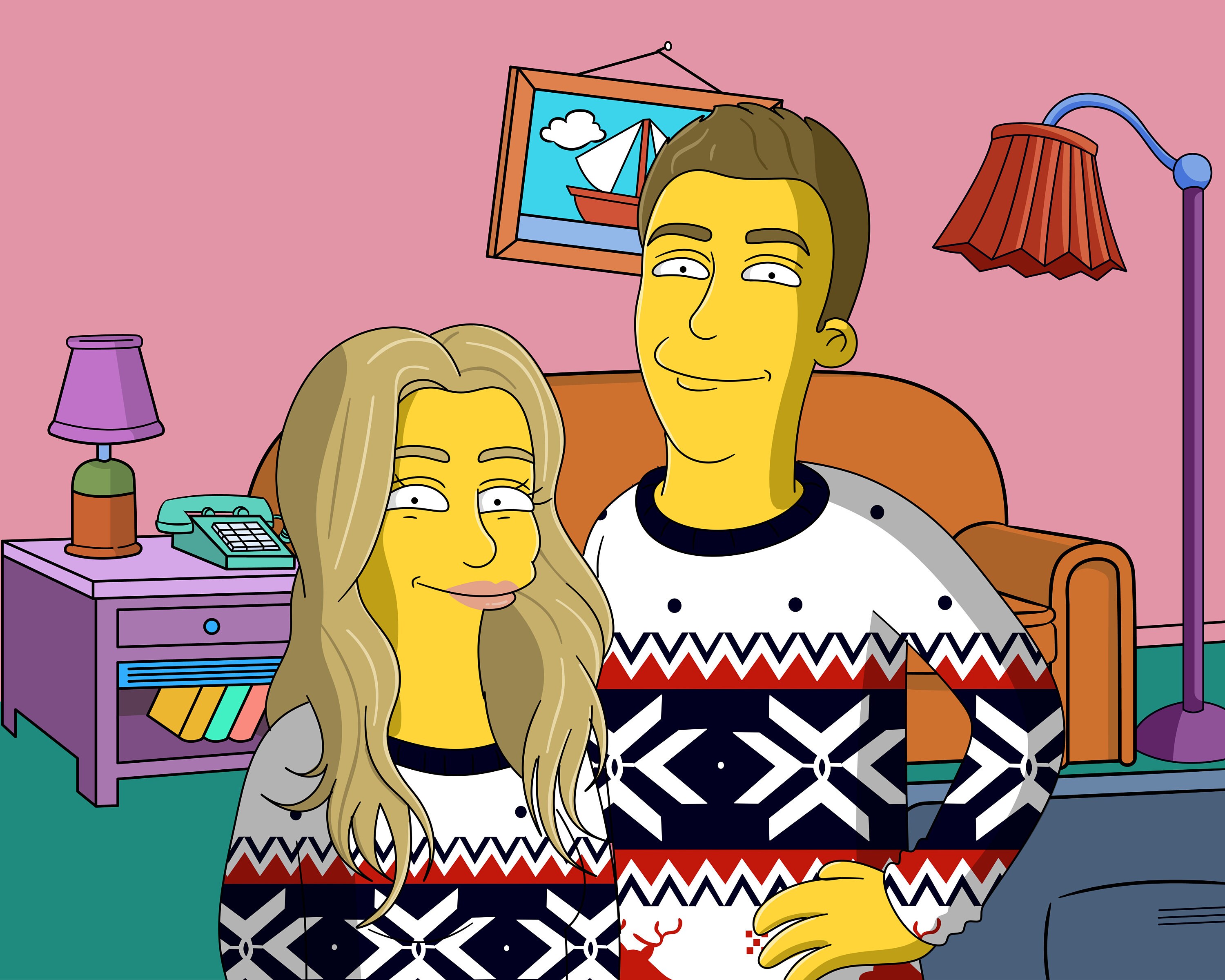 Custom Simpsons Portrait Simpson Art Gift for Couples Family Holiday ...