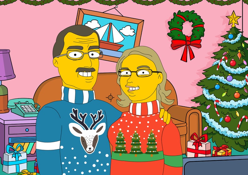 Custom Simpsons Portrait Simpson Art Gift for Couples Family - Etsy