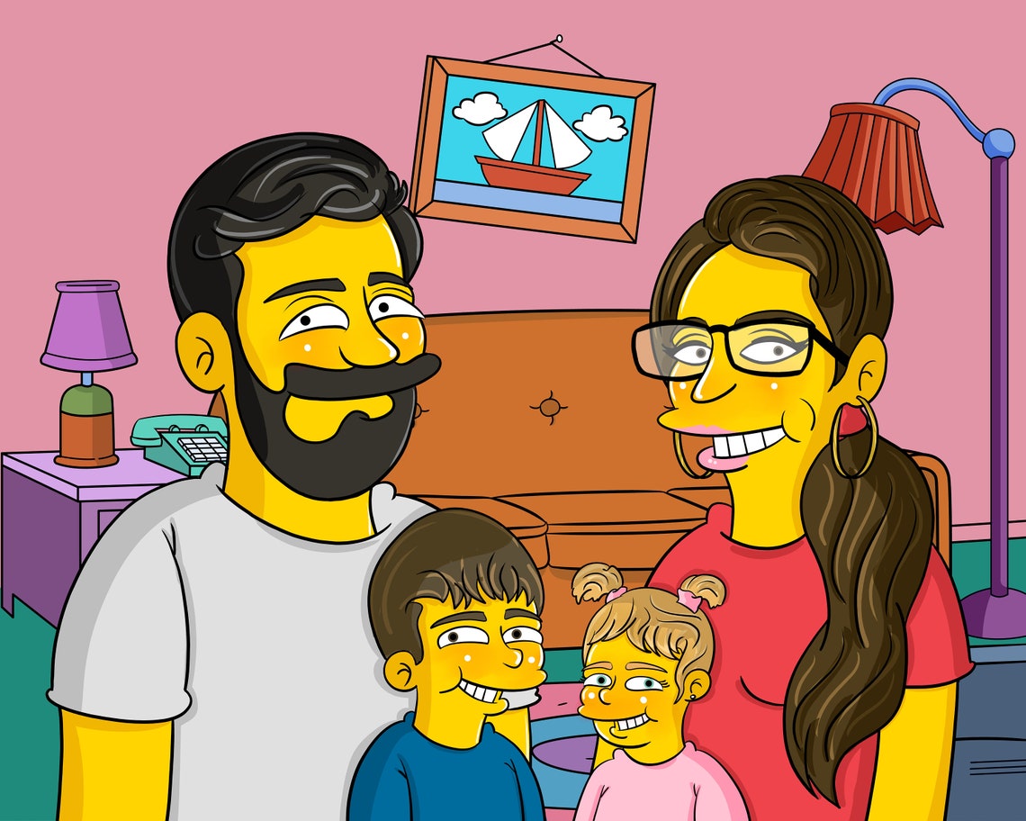 Custom Simpsons Portrait Simpson Art Gift for Couples Family Holiday ...