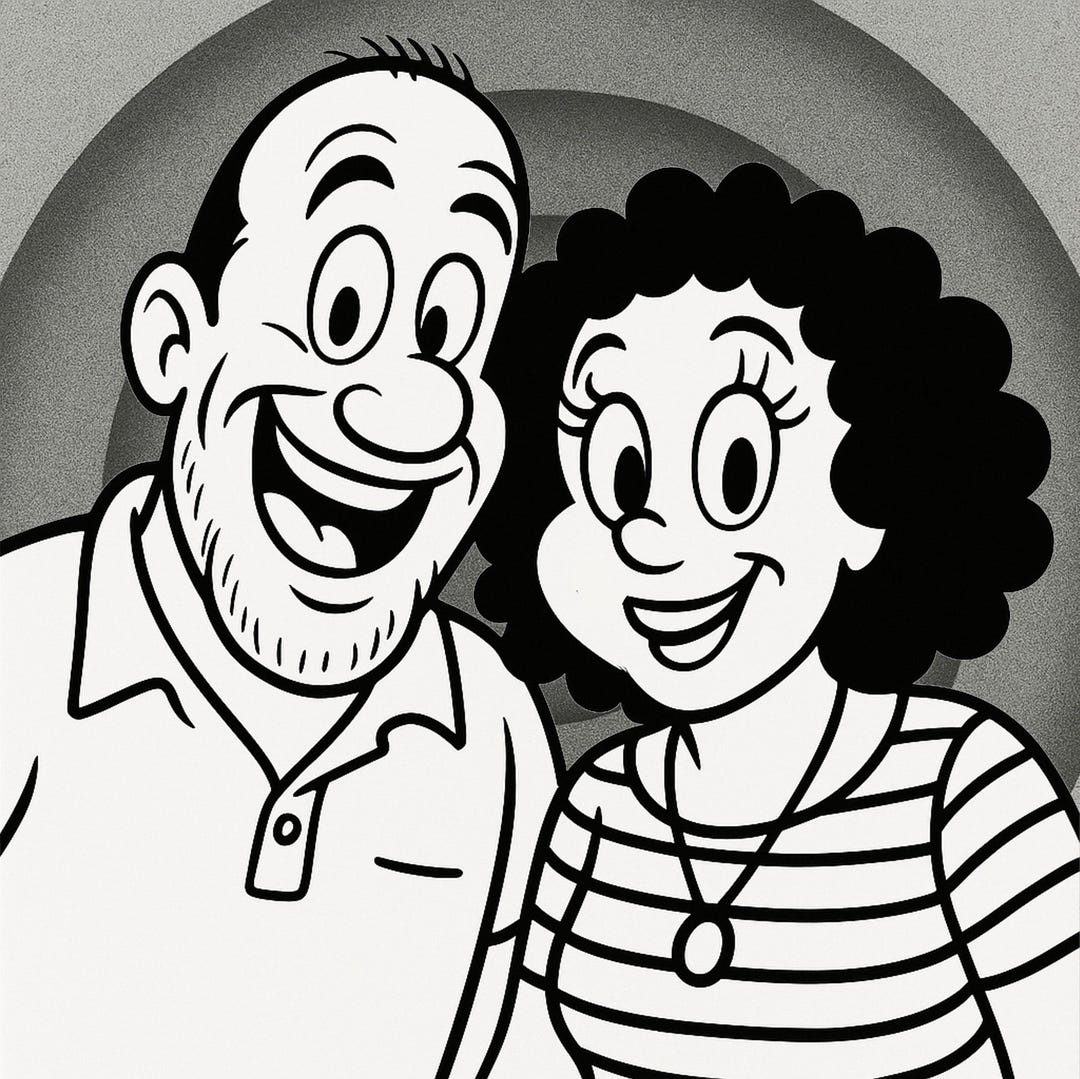 Vintage Rtroe Cartoon Art for Couples Personalized Digital Portrait ...