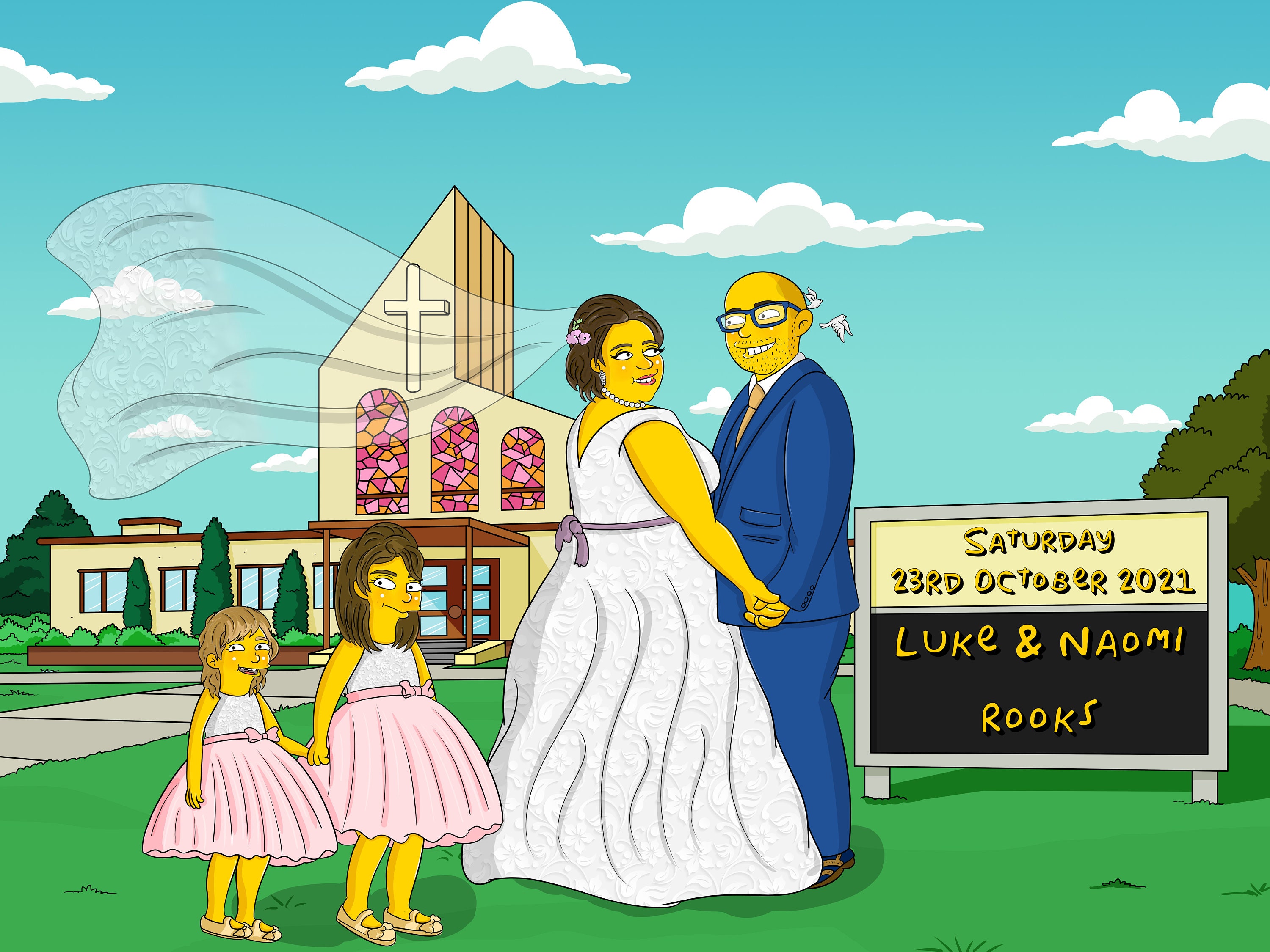 Custom Simpsons Portrait Simpson Art Gift for Couples Family Holiday ...
