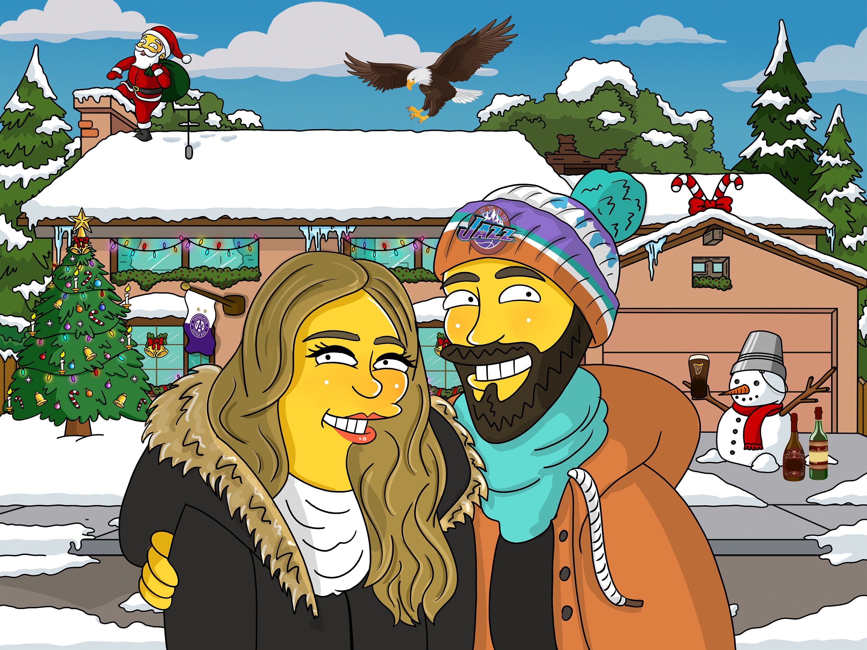 Custom Simpsons Portrait Simpson Art Gift for Couples Family Holiday ...