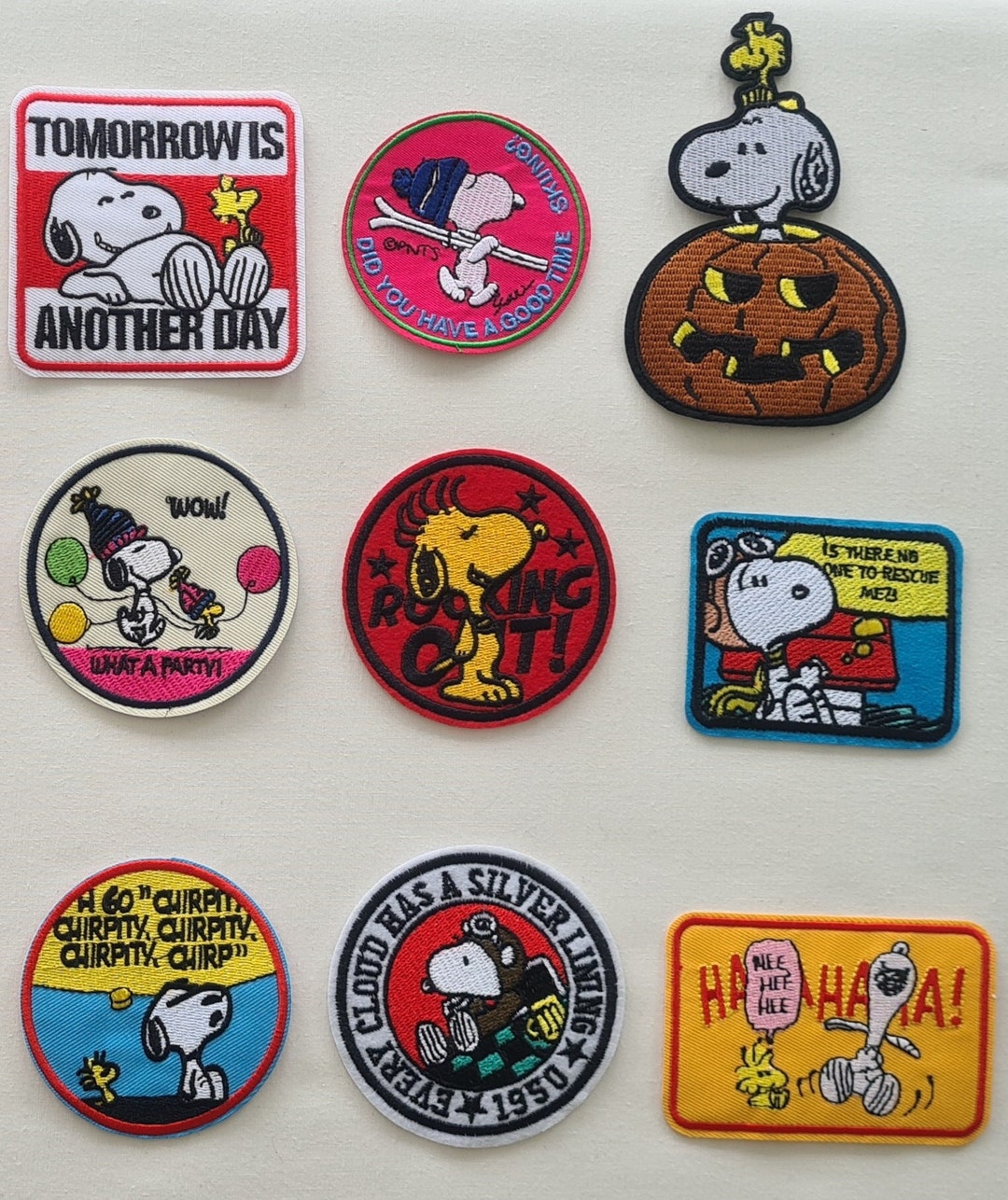 Snoopy Charlie Brown Peanuts Woodstock Cartoon Novelty Cool Iron on Patches Sew on Badges Craft ...