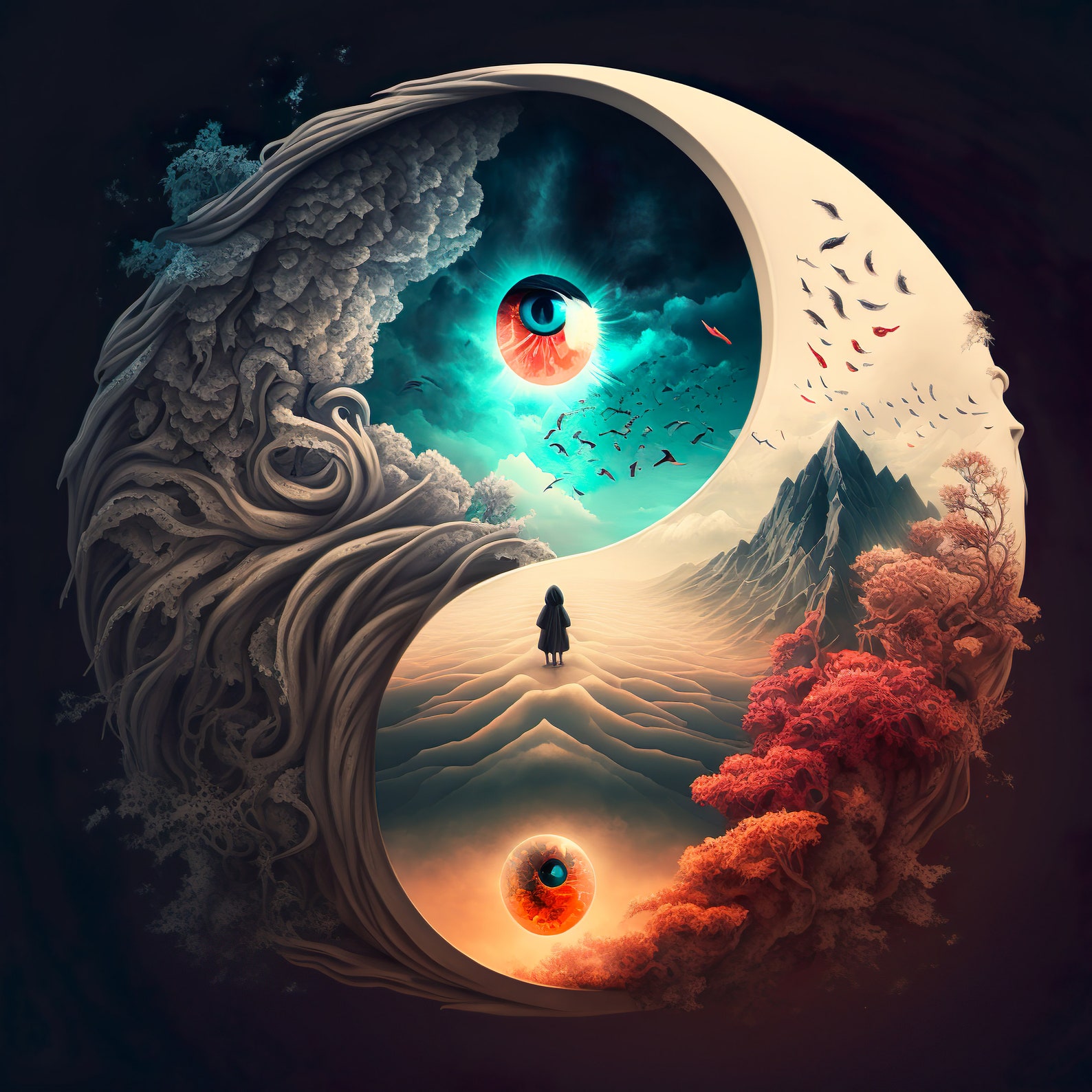 Abstract Yin Yang Digital Art 8k (download) - Etsy