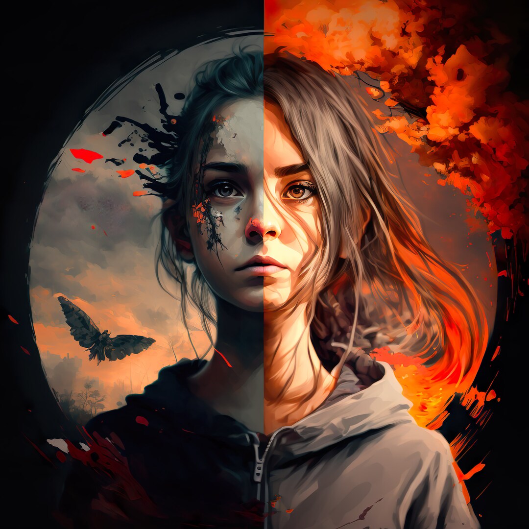 Anime Girl Realistic Yin Yang 8k download - Etsy