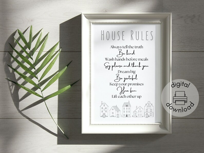 Editable House Rules Sign Template Minimalist Wall Art for - Etsy
