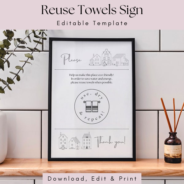 Reuse Towel Signs - Etsy