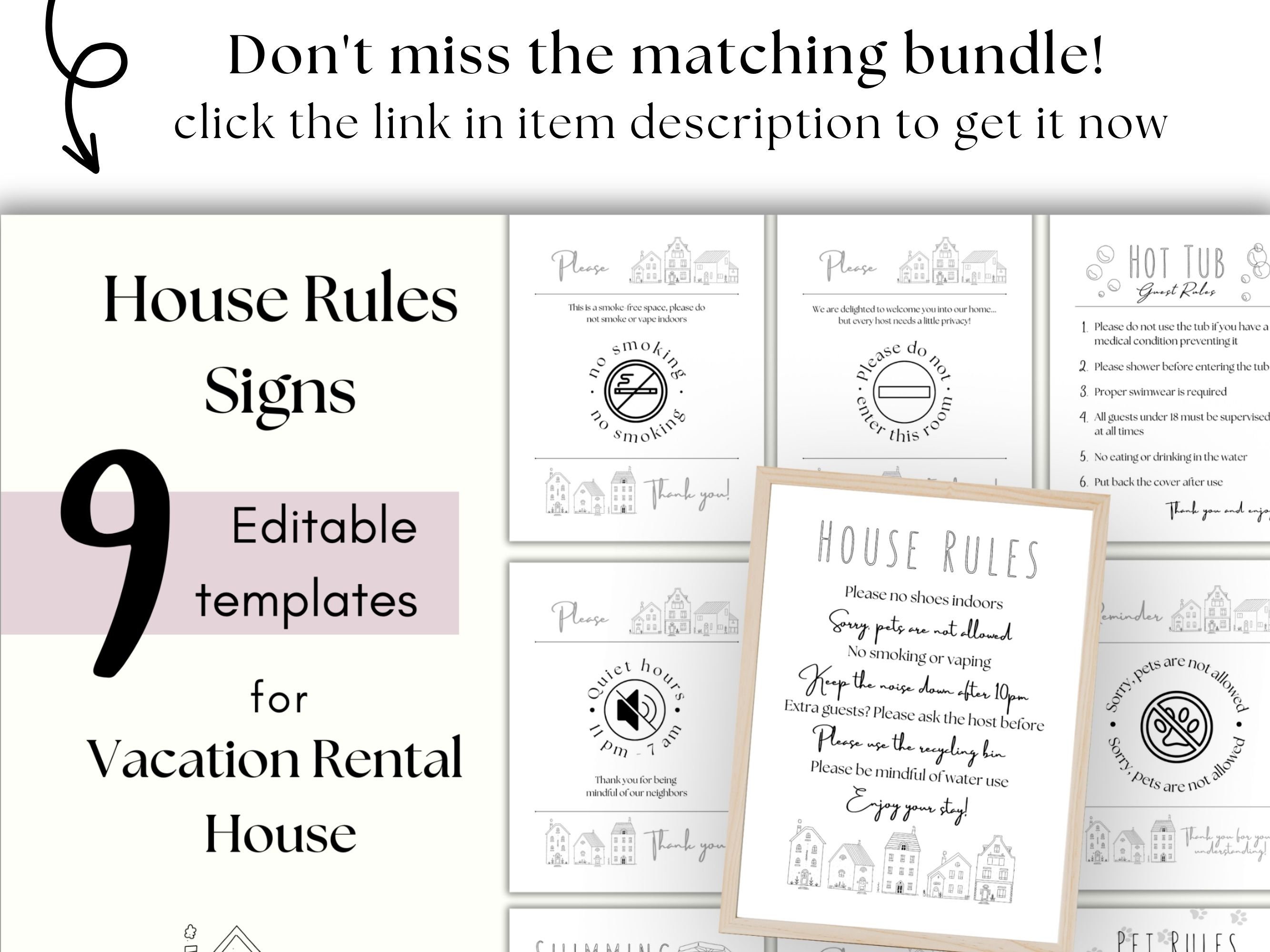 Editable House Rules Sign Template Minimalist Wall Art for Family ...