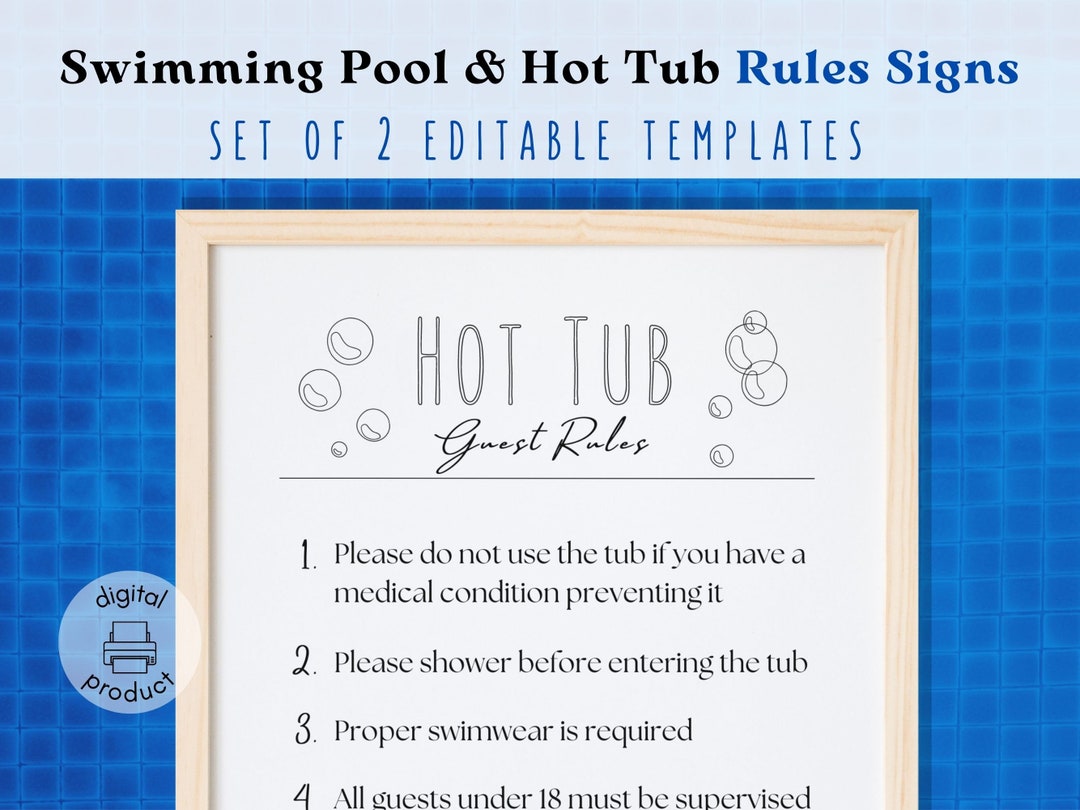 Hot Tub and Swimming Pool Rules Signs Make Your Custom Sign - Etsy