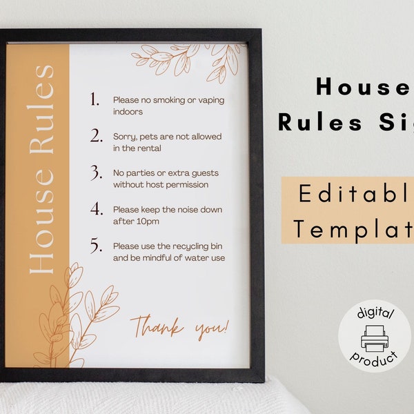 House Rules Poster - Etsy