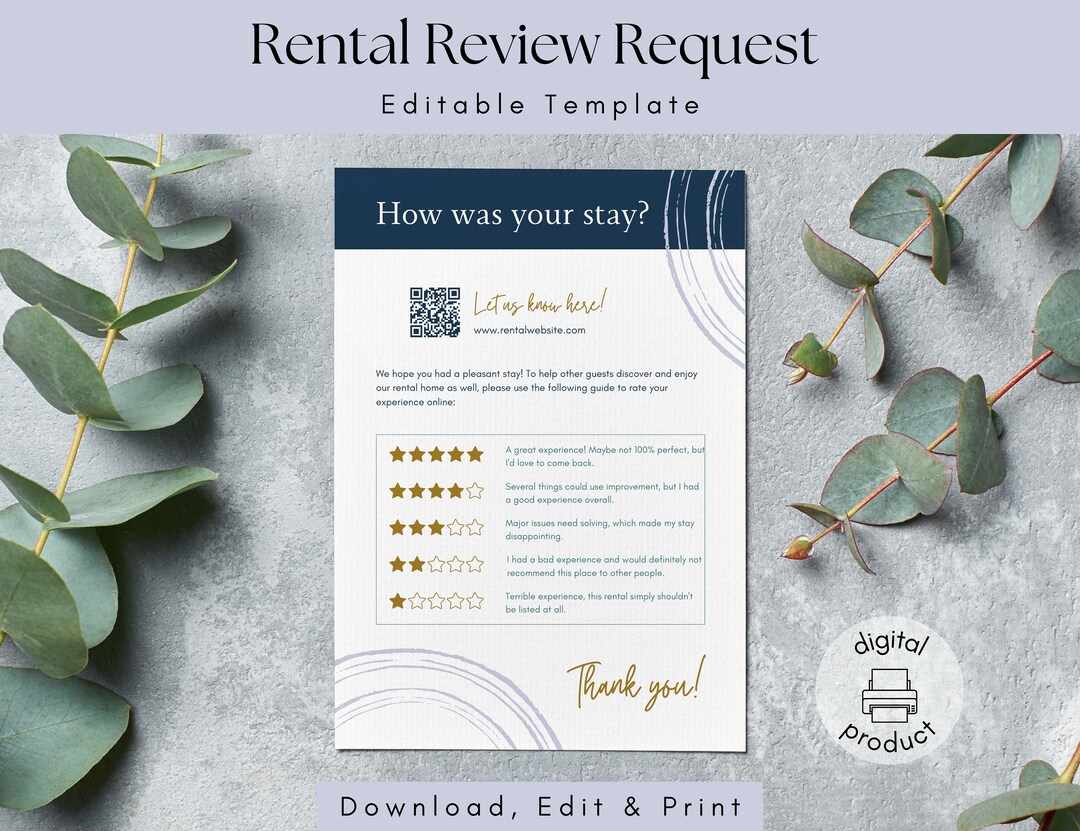 Review Request Page Template for Vacation Rental House Editable ...