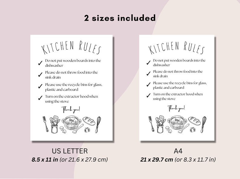 Kitchen Rules Sign Template Editable in Canva Guidelines for Short Term ...