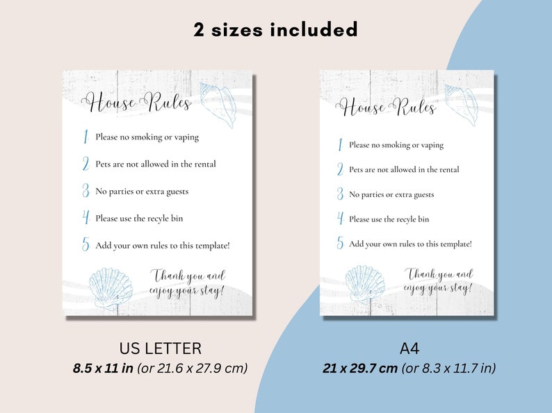 Beach House Rules Sign Template for Rental Property or Family Home Edit ...