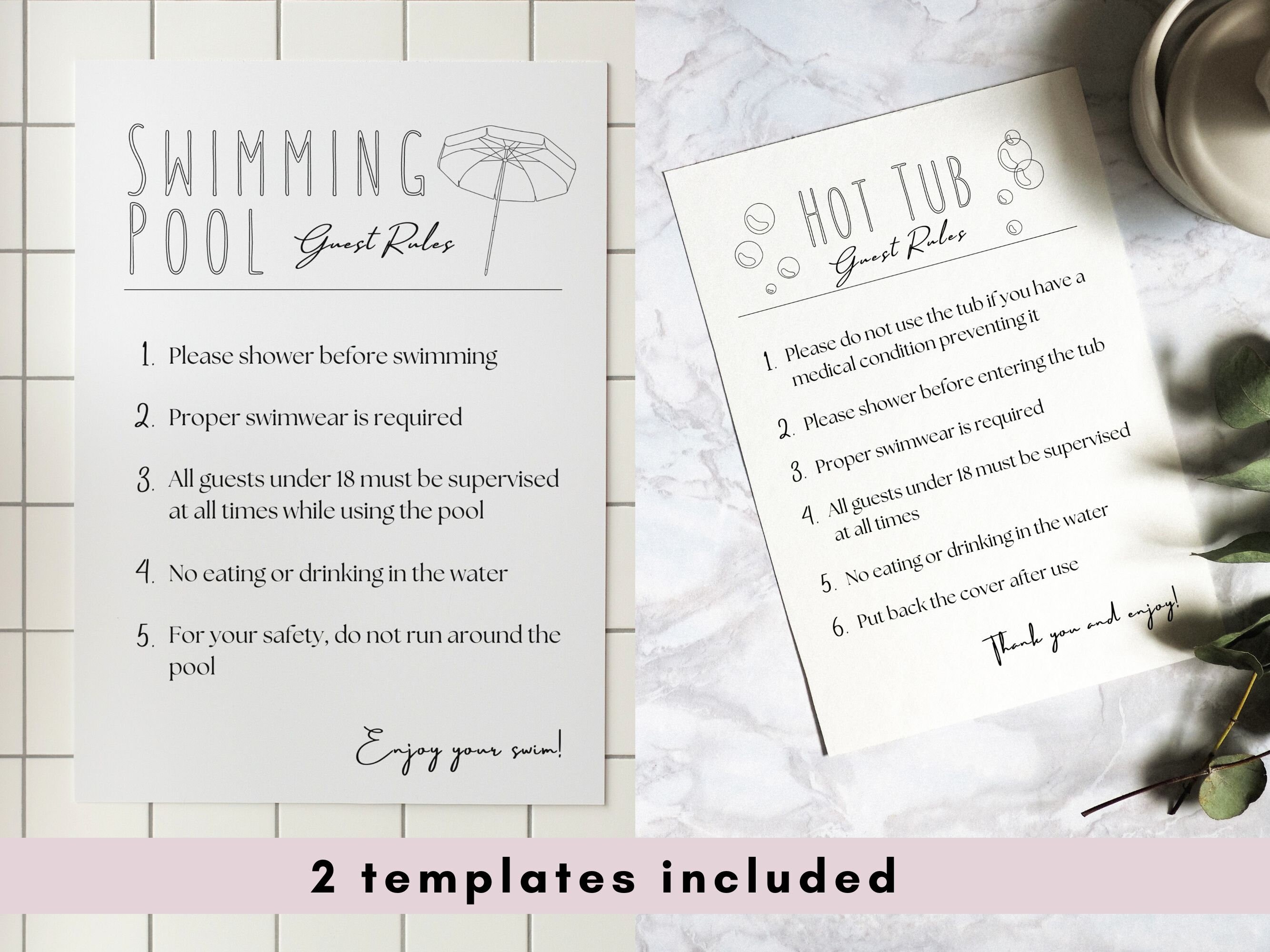 Hot Tub and Swimming Pool Rules Signs Make Your Custom Sign Template ...