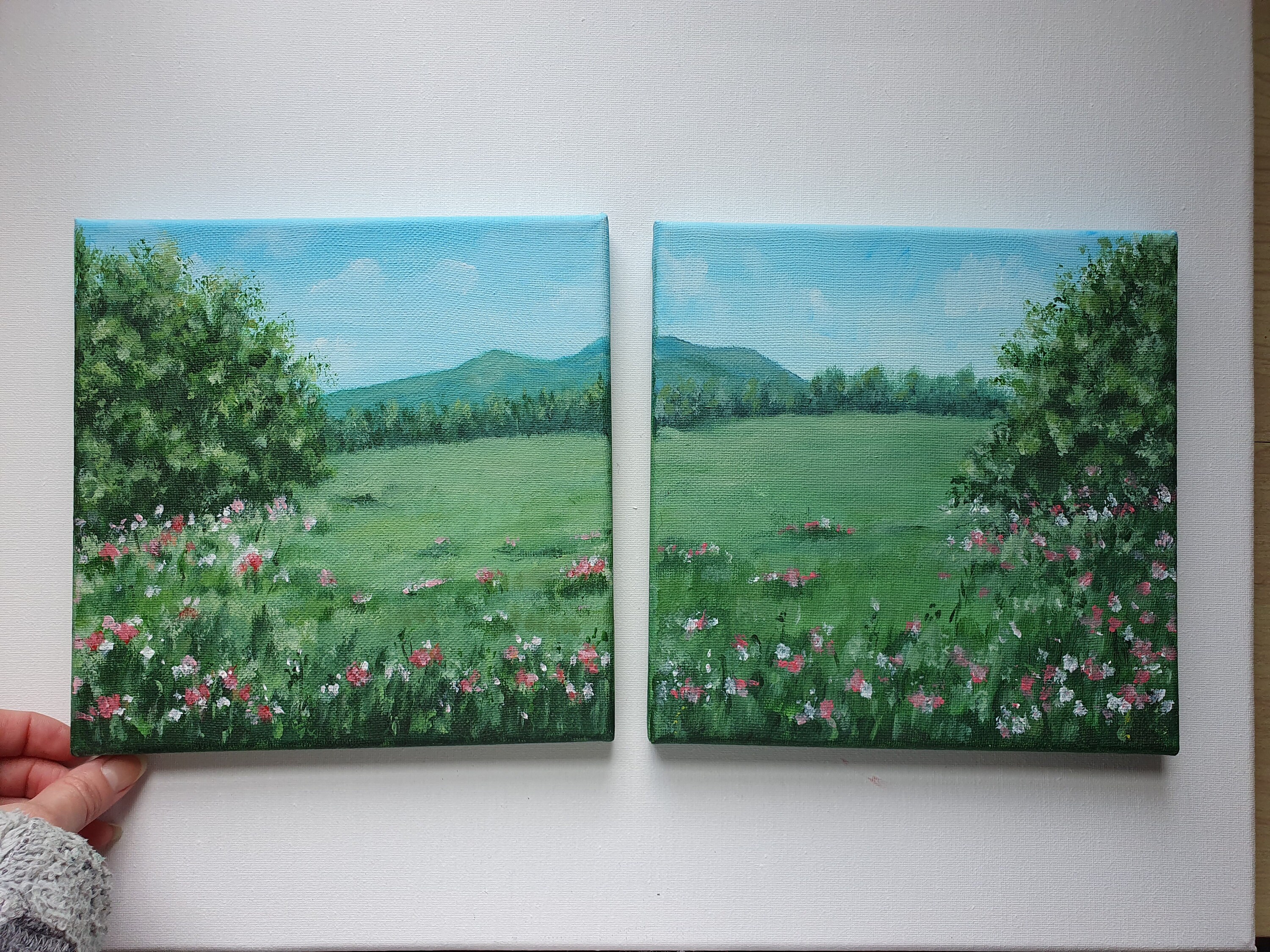 Vermont Painting Set of Two 88 Vermont Spring Summer Wildflowers Meadow ...