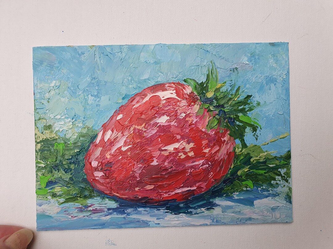 Strawberry Painting Fruit Original Oil Art Strawberry Still Life Fruit ...