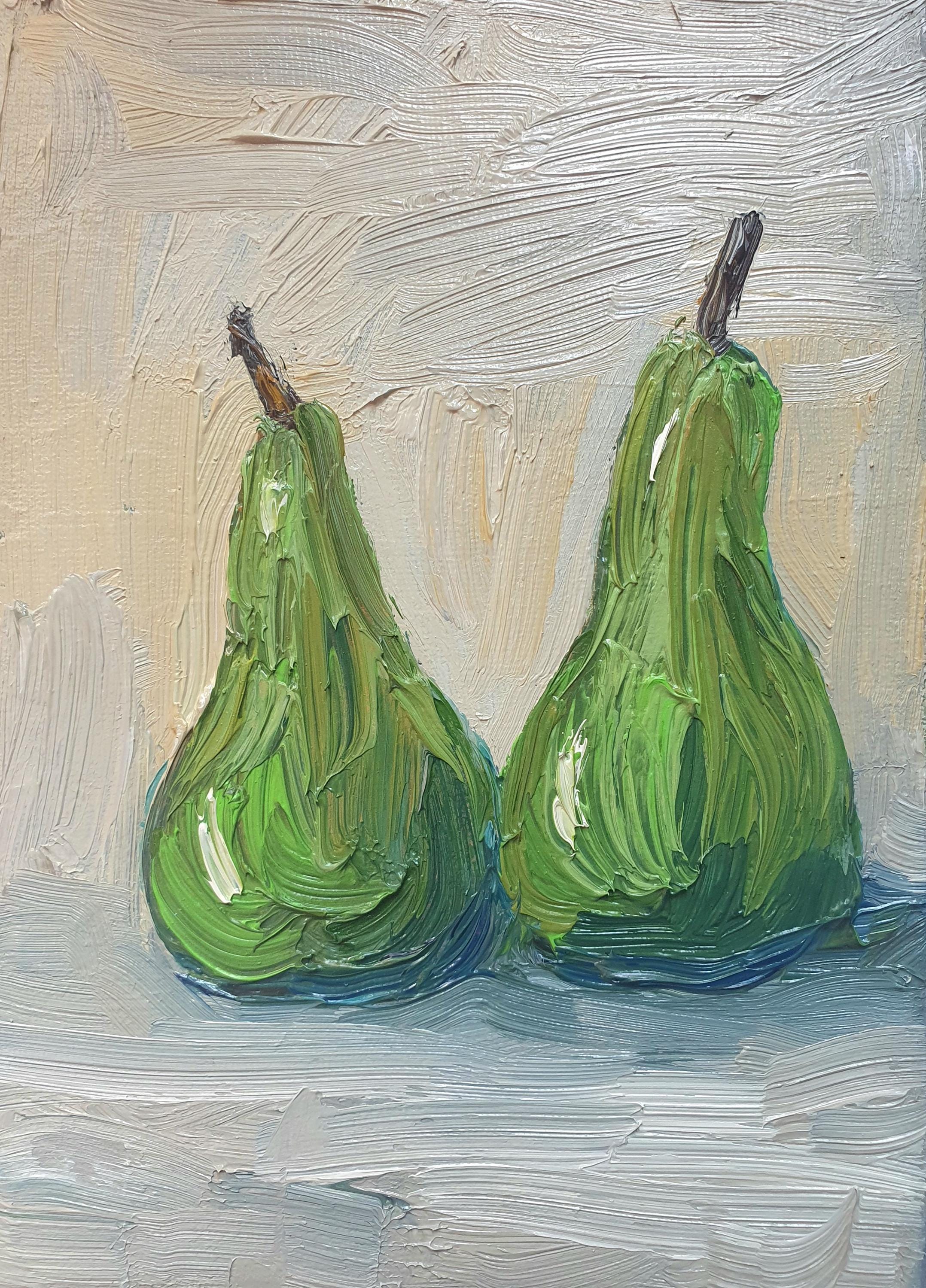 Impasto Pear Painting: Original Oil Still Life, Kitchen Art 5x7 - Etsy