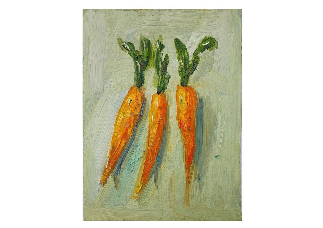 Carrots Oil Painting: Original Impasto Still Life, Kitchen Wall Art by ...