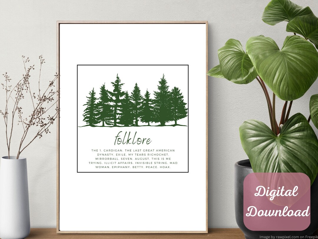Taylor Swift Folklore Album Print, Fir Tree Print, Forest Print, Wall ...