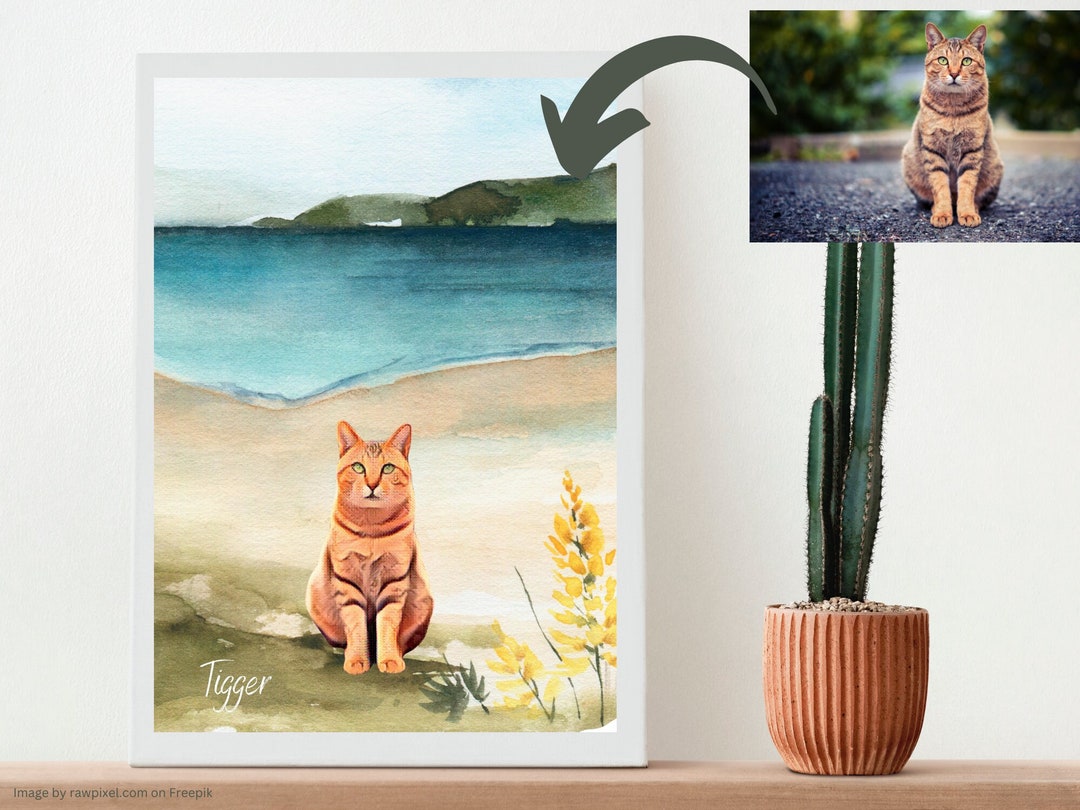 Watercolour Custom Pet Print. Use Photo of Pet. Personalised Dog/cat ...