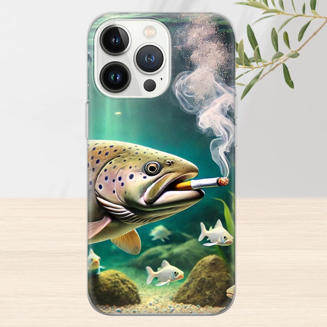 Smoking Fish Phone Case Funny Fish Cover for iPhone 16 Pro, 15, 14, 13 ...