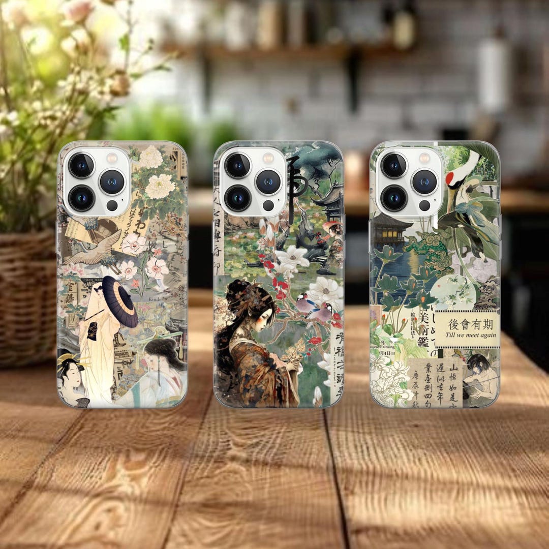 Japanese Art Phone Case Mood Board Cover for iPhone 16e, 15, 14, 13, 12 ...