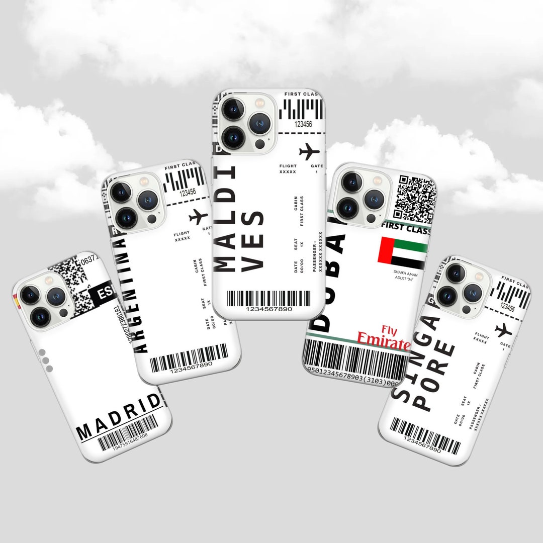 Plane Ticket Phone Case Flight Boarding Pass Christmas Gift Cute Cover ...