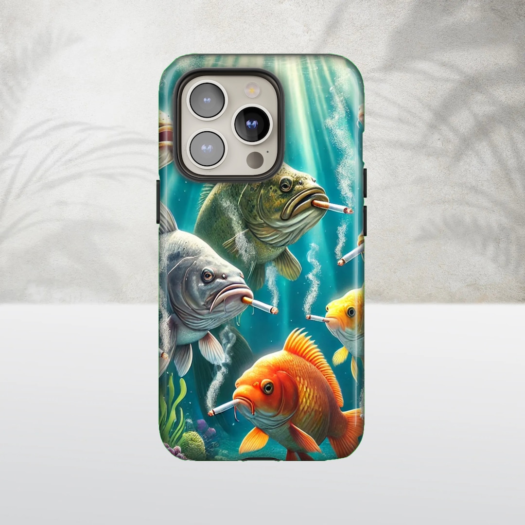 Smoking Fish Phone Case Sea Life Seashell TOUGH Cover for iPhone 16plus ...