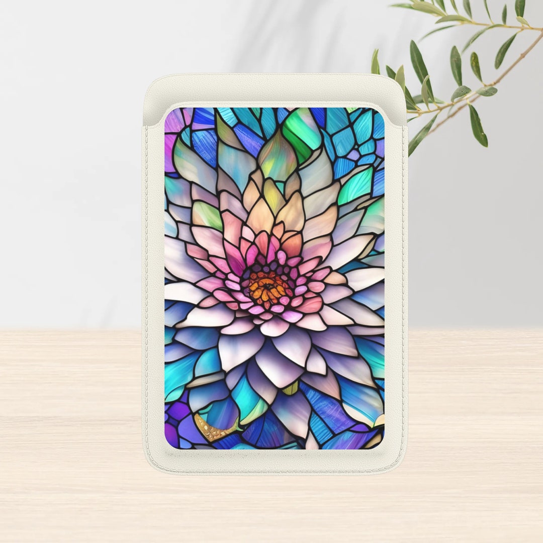 Stained Glass Lily Magsafe Wallet, Magnetic Lily Bloom Wallet ...