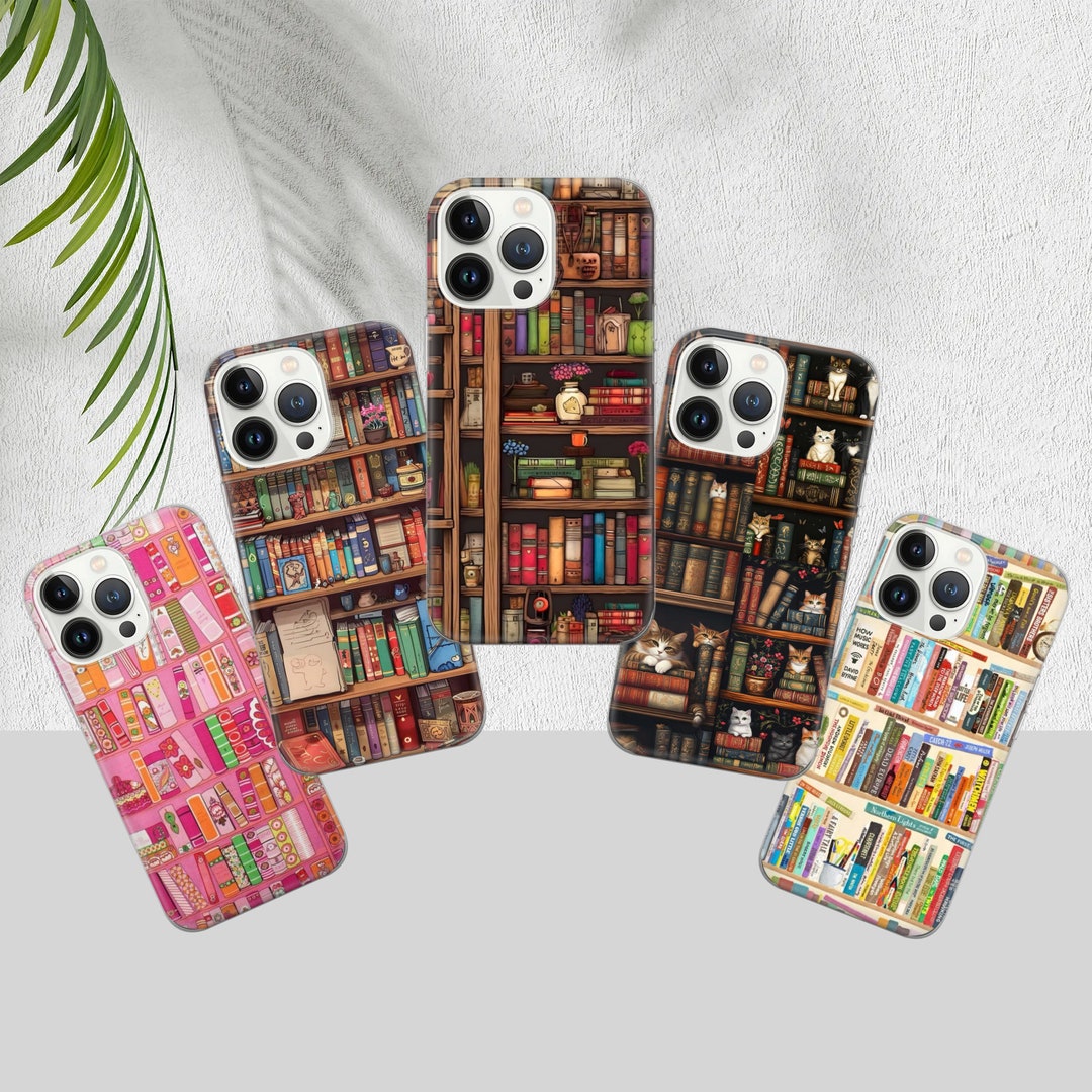 Bookish Phone Case Bookshelf Art Cover for iPhone 16 Pro, 15, 14, 13 ...