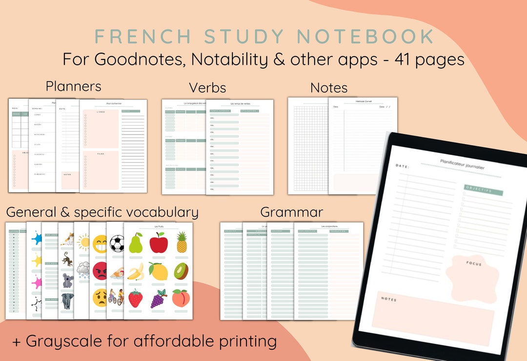 French Learning Notebook. French Learning Planner. Digital & Printable. Language Learning. for ...