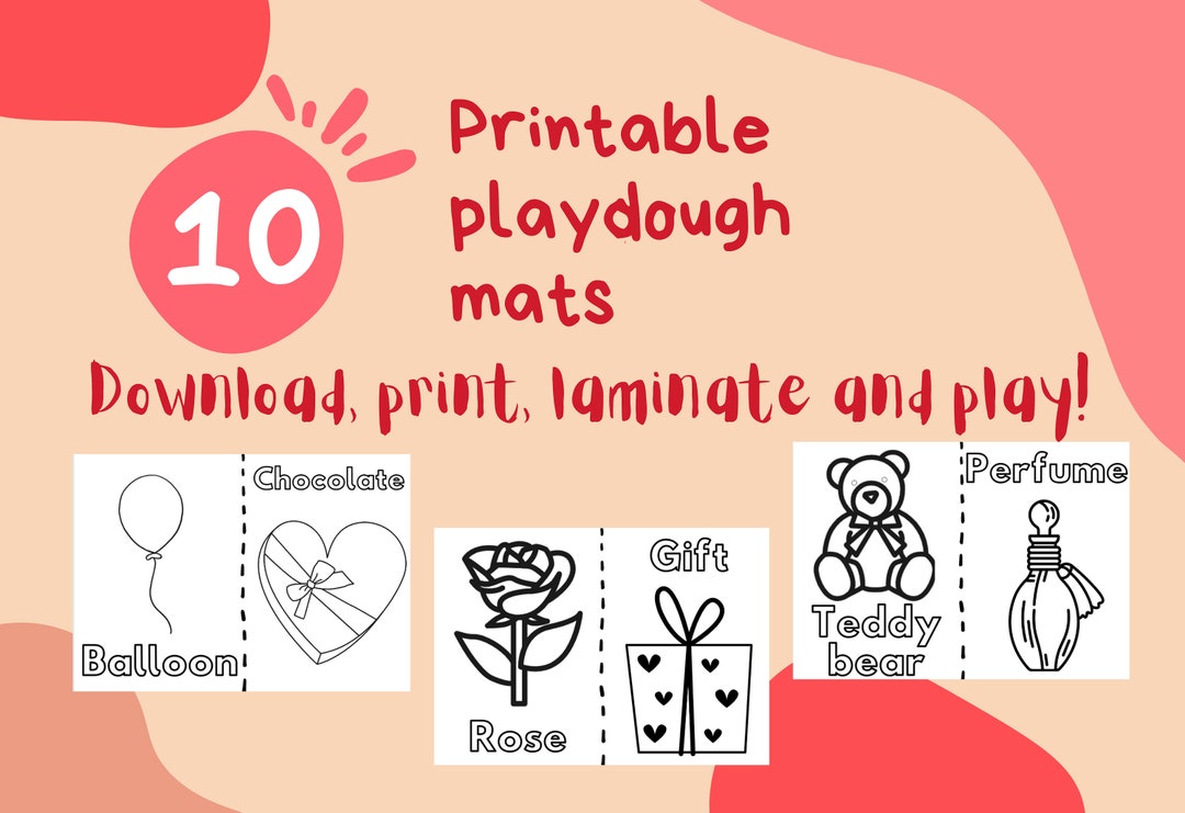 Valentine's Day PRINTABLE PLAYDOUGH MATS Kindergarten Activity Pdf ...