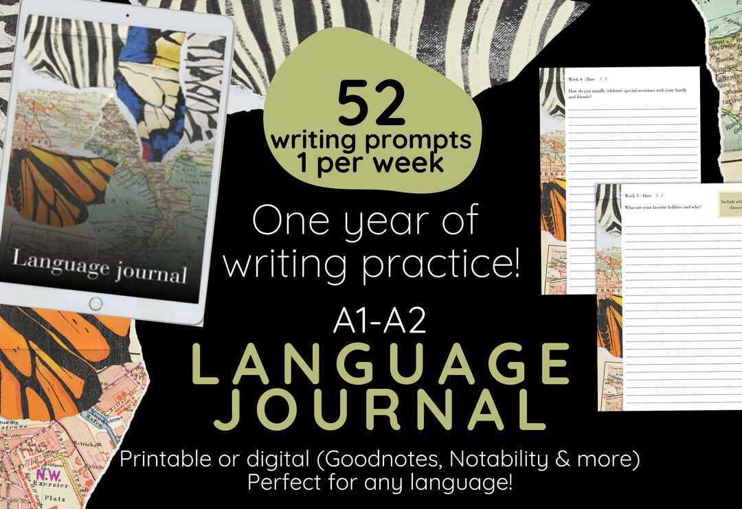 Language Learning Journal: 52 Writing Prompts (digital Download) - Etsy