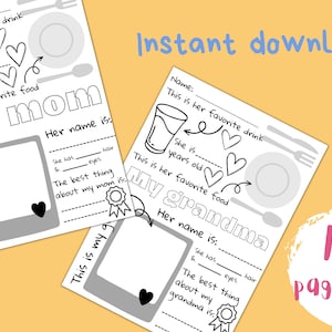 Mother's Day Cards & Fill in the Blanks Activity. Printable. Mother's ...