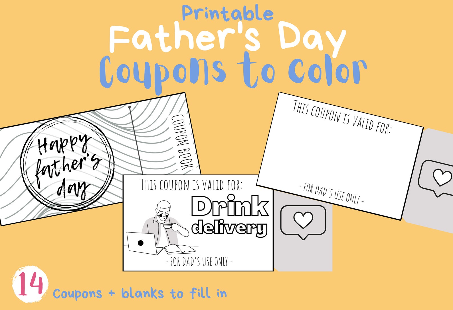 Printable Father's Day Coupons to Color (digital Download) - Etsy