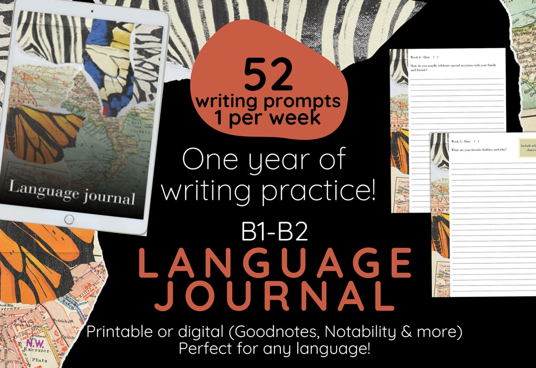 Language Journal. 1 Year Writing Challenge. Language Learning Notebook ...