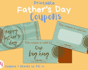 Printable Father's Day Coupons to Color. Father's Day Gift. Digital ...