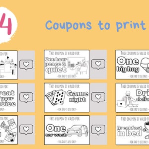 Printable Father's Day Coupons to Color (digital Download) - Etsy