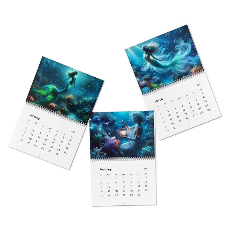 Mermaid Wall Calendar 2025 Ocean-themed Planner for Home Office Decor ...