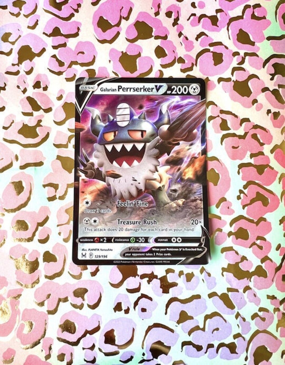 Galarian Perrserker V Ultra Rare Pokemon Card Lost Origin Real ...