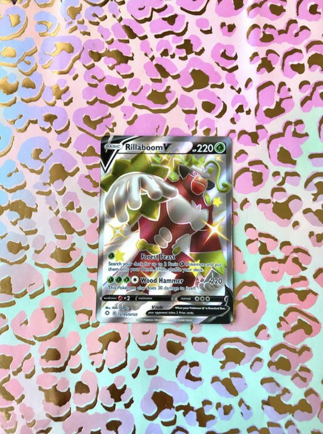 Shiny Rillaboom V Full Art Ultra Rare Pokemon Card Shining Fates Real ...