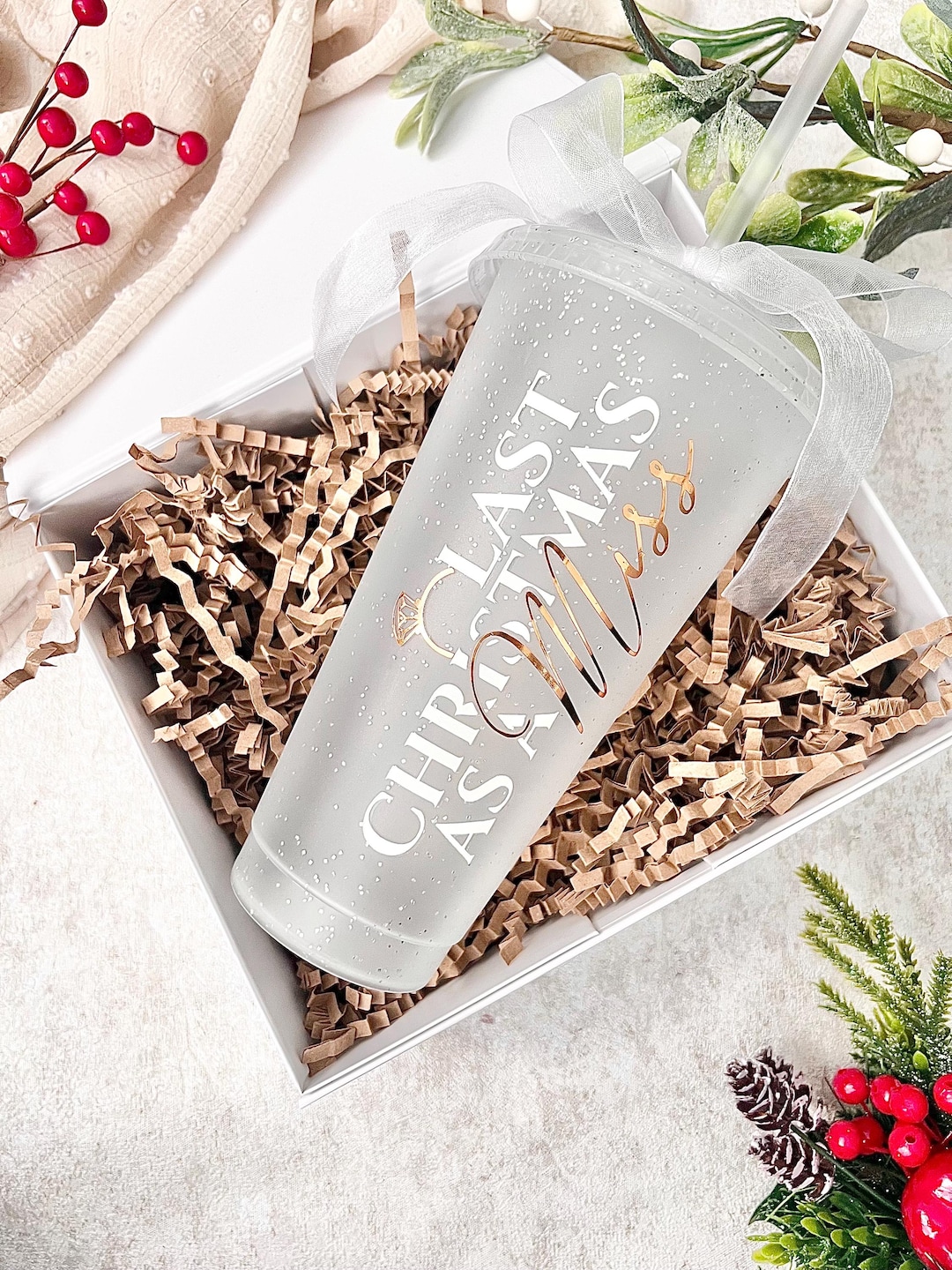 Last Christmas as a Miss, Christmas Cold Cup, Engagement Gift, Cold Cup ...