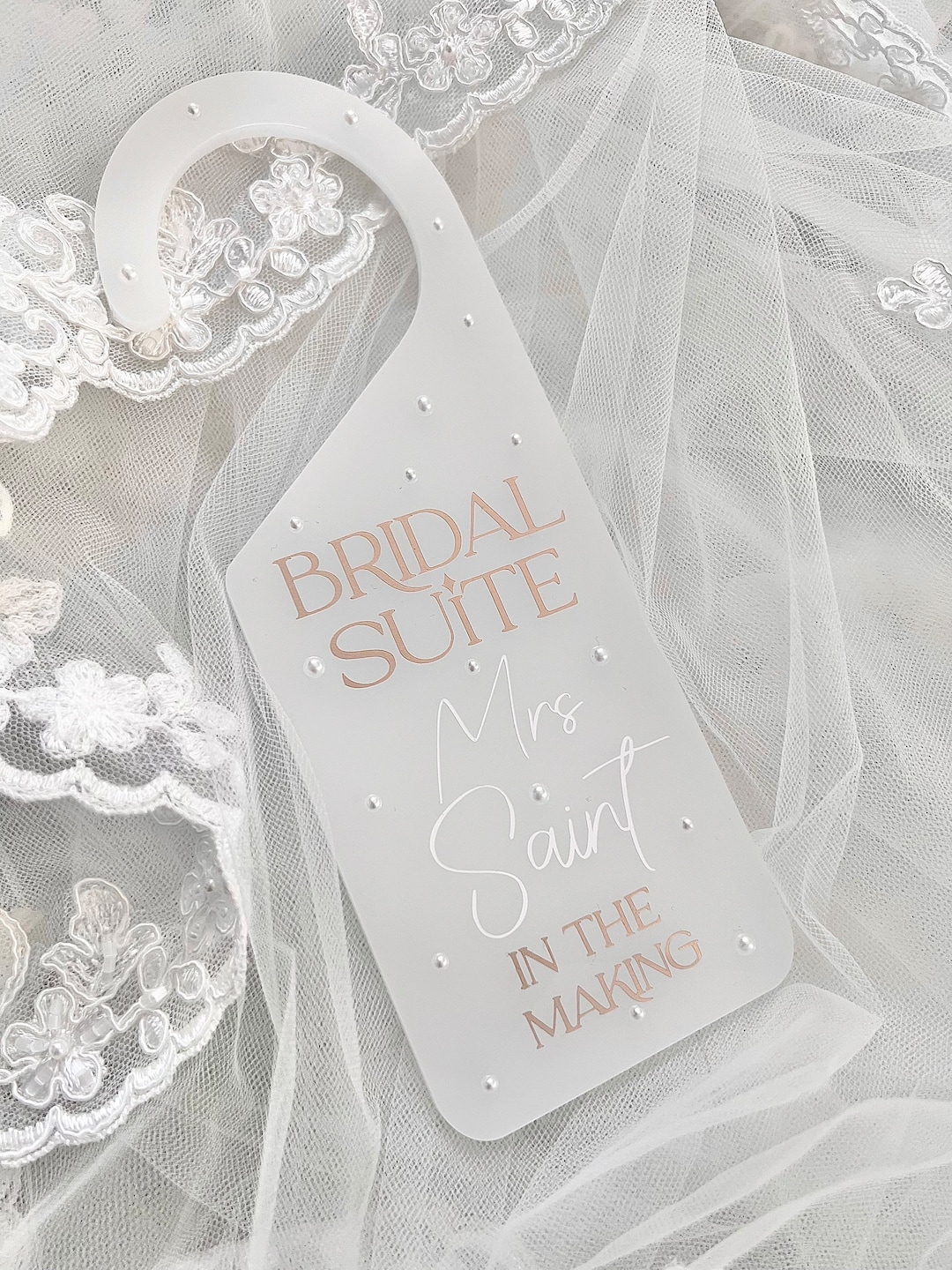 Personalised Bridal Suite Acrylic Door Hanger, Pearl Detail - Etsy