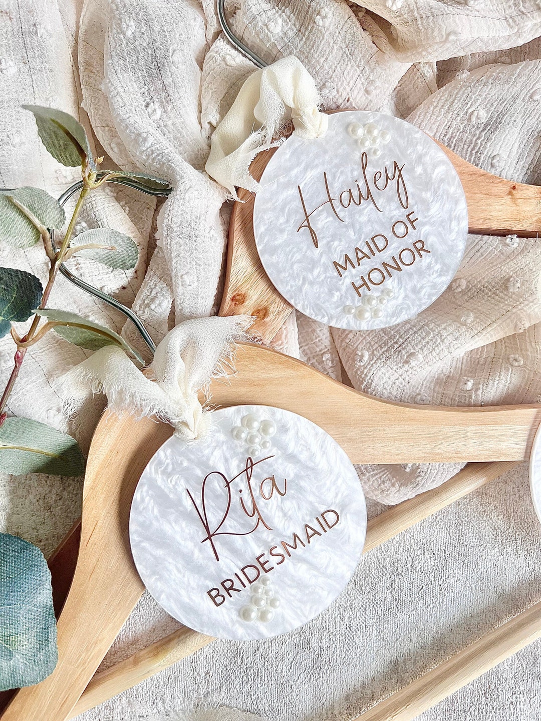 Personalised Wedding Hanger, Hanger Tags, Pearl Wedding Decor, Acrylic ...