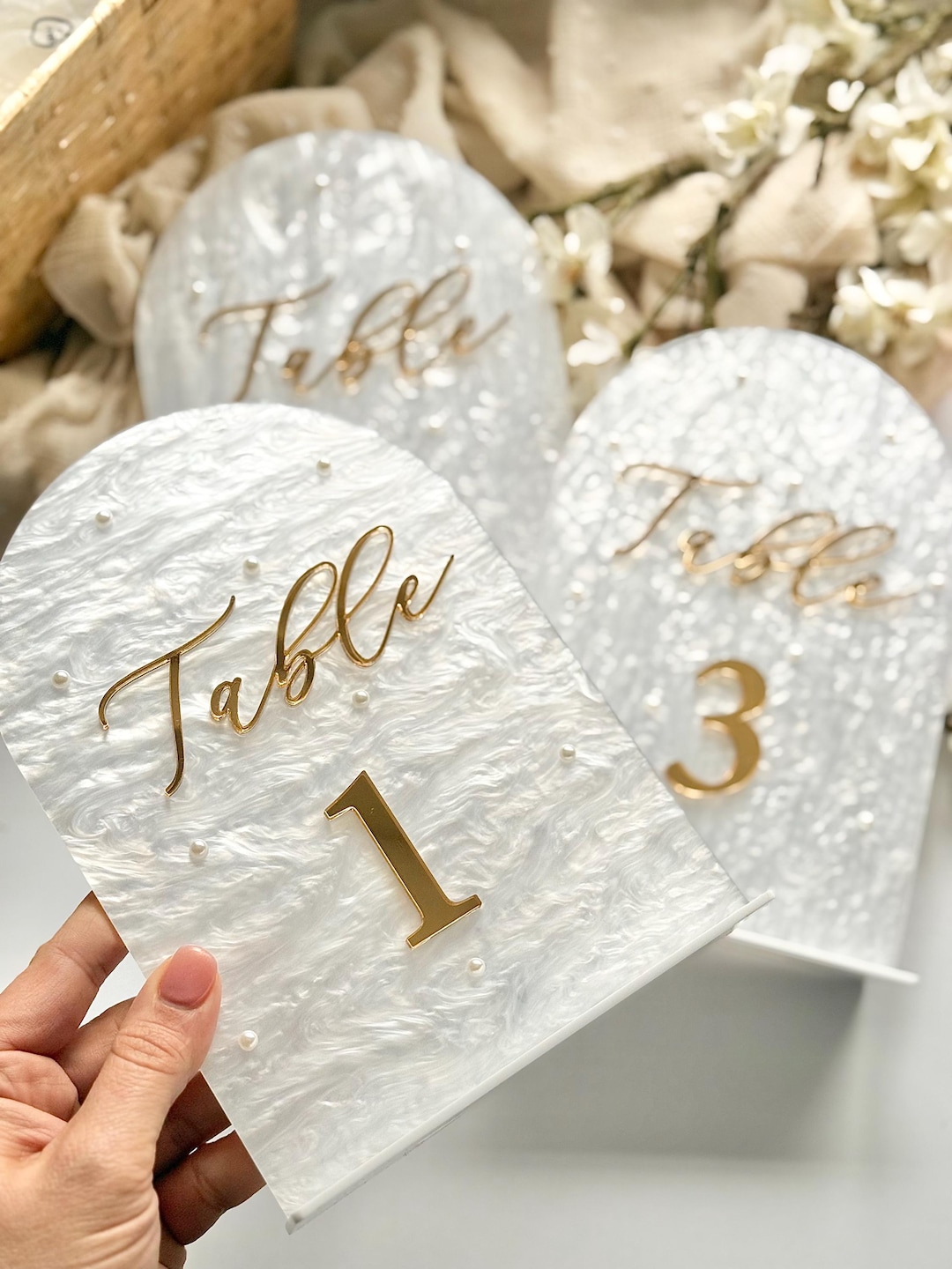 Pearl Acrylic Wedding Table Numbers, Wedding Decor, Wedding Signage - Etsy