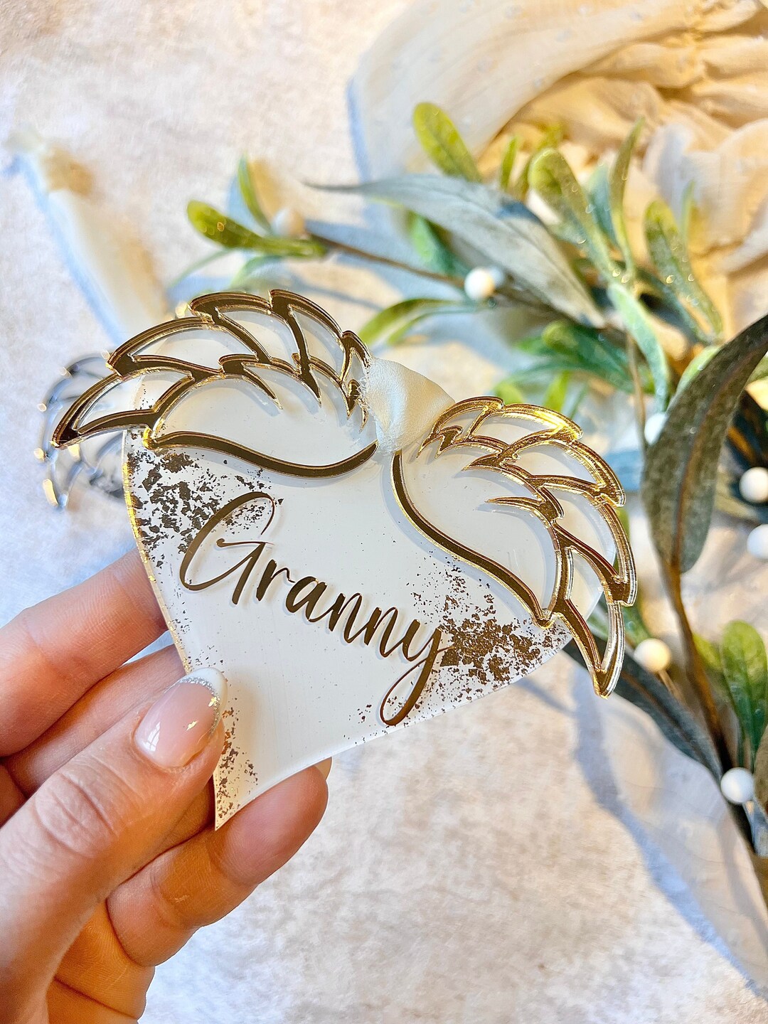 Personalised Memorial Bauble, Angel Wings Bauble, in Loving Memory ...