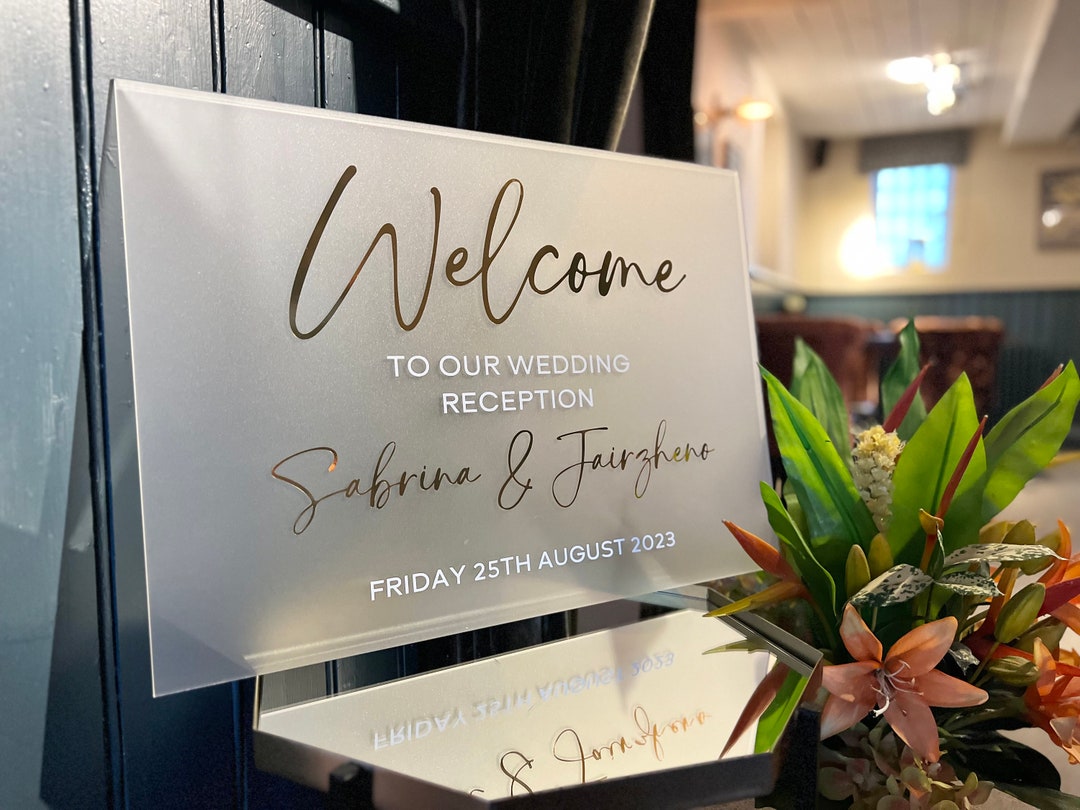 Bespoke Wedding Sign, Frosted Wedding Welcome Sign, Personalised ...