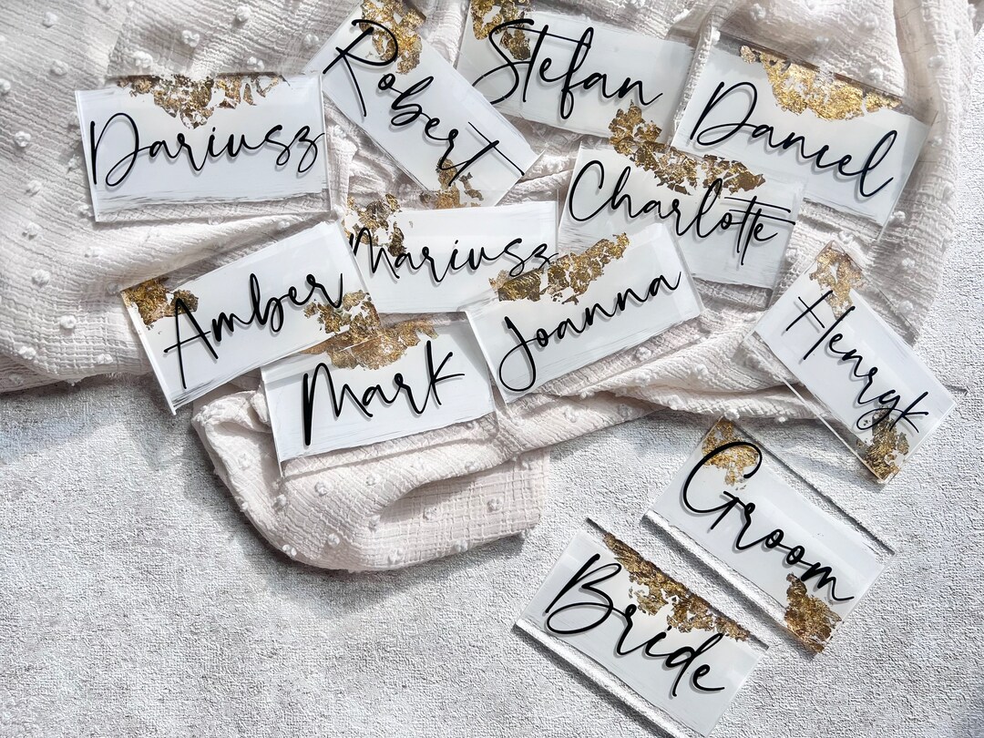 SAMPLE Wedding Place Names, Name Cards, Place Names Gold, Acrylic Place ...