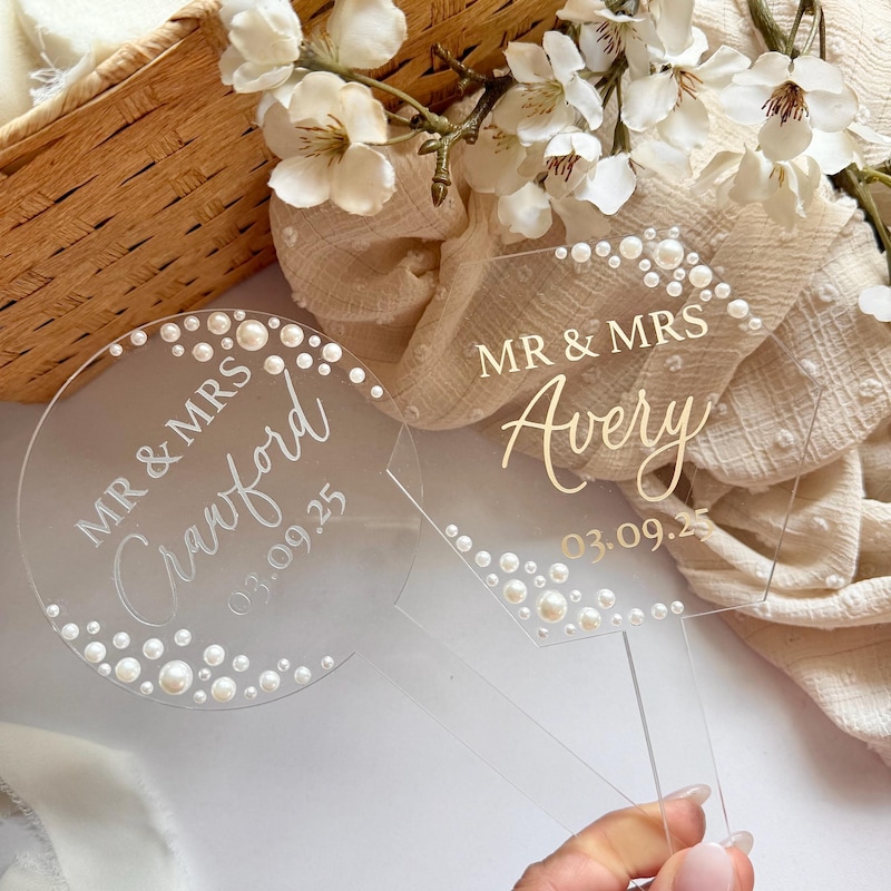 Mr Mrs Pearl Cake Topper - Etsy UK